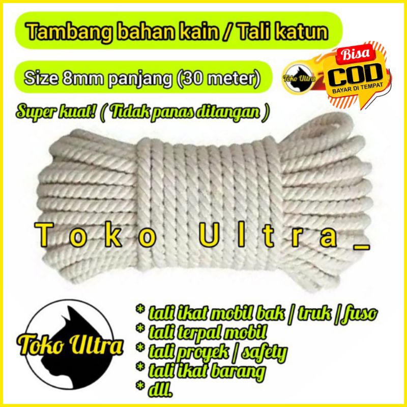 Jual TAMBANG BAHAN KAIN 8MM (30 METER) TALI IKAT MOBIL 8MM / TALI ...