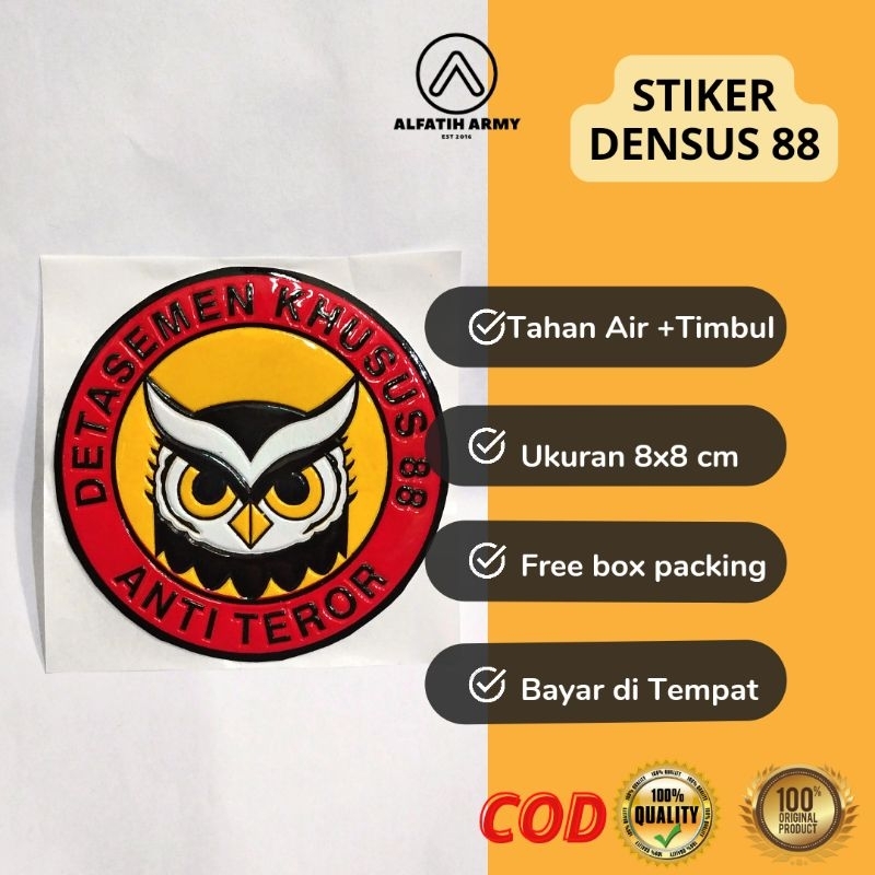 Jual Stiker Densus 88 Timbul Asli Embos Tahan Air Motor AlFatih Army ...