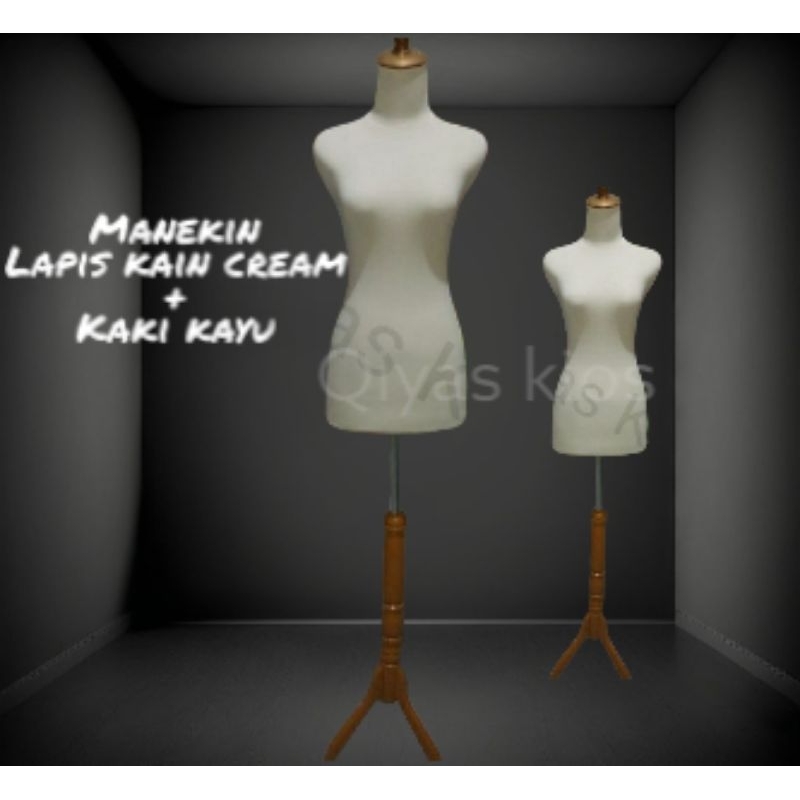 Jual MANEKIN LAPIS KAIN CREAM+ KAKI KAYU PATUNG BAJU | Shopee Indonesia