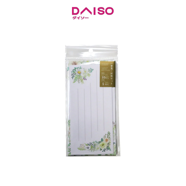 Jual Daiso Writing Paper Envelope Set -Botanical - White - Letter Paper ...