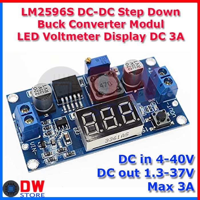 Jual DC-DC STEP DOWN ADJUSTABLE POWER SUPPLY LM2596 LED DISPLAY LM2596S Voltmeter Volt meter ...