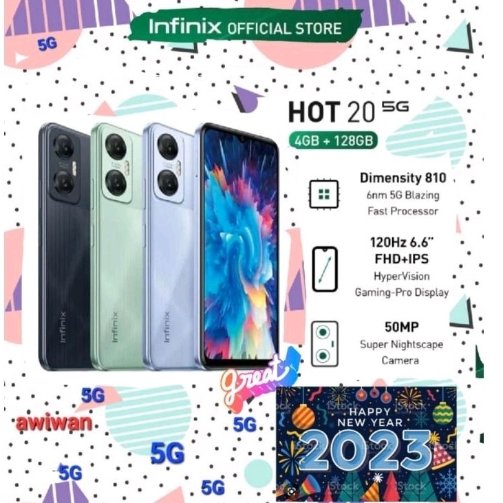 Jual Promo Infinix Hot 20 5G 4/128GB NFC (Ram 4+3GB)NEw grs Resmi ...