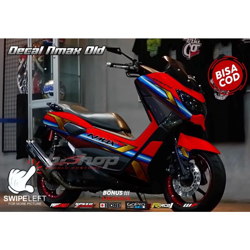 Jual Stiker Decal Motor Nmax Old Full Body Gradasi Merah | Shopee Indonesia