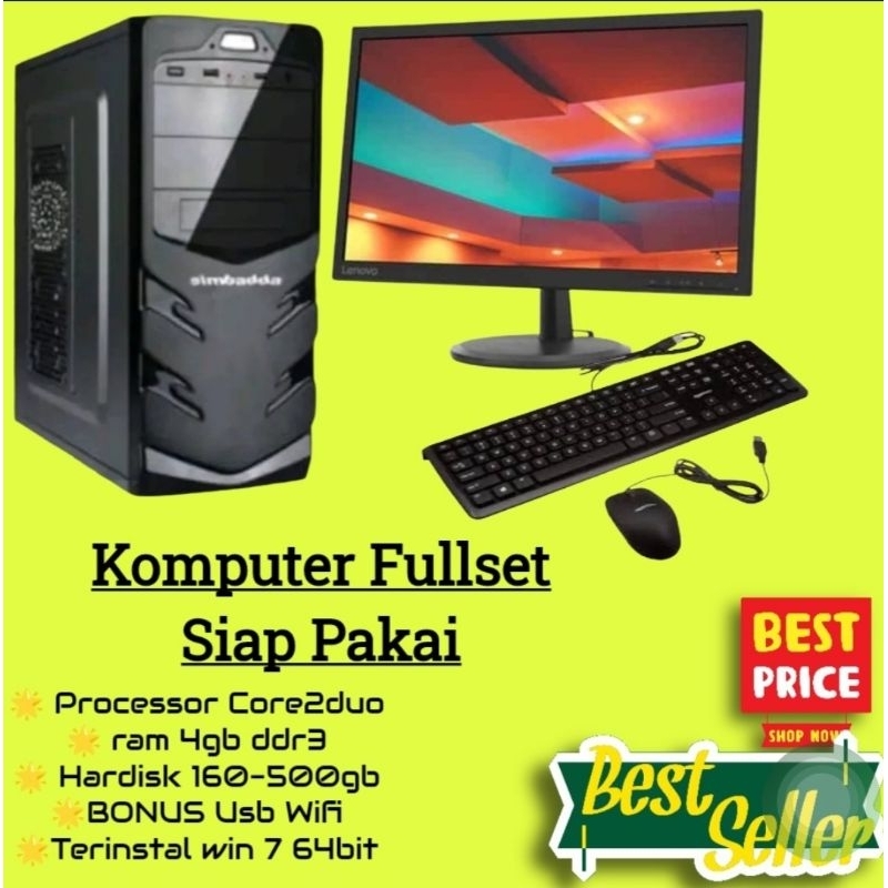 Jual Paket Komputer FULLSET siap Pakai core2duo Ram 4gb ddr3 hardisk 500gb Bonus USb wifi. COCOK ...