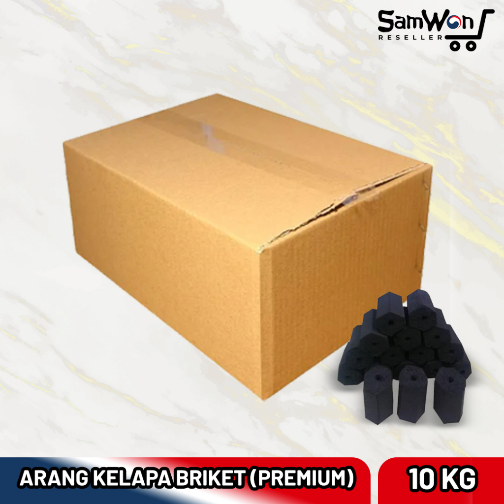 Jual ARANG KELAPA BRIKET 1 DUS (10kg) BBQ Charcoal Kualitas Export Premium | Shopee Indonesia