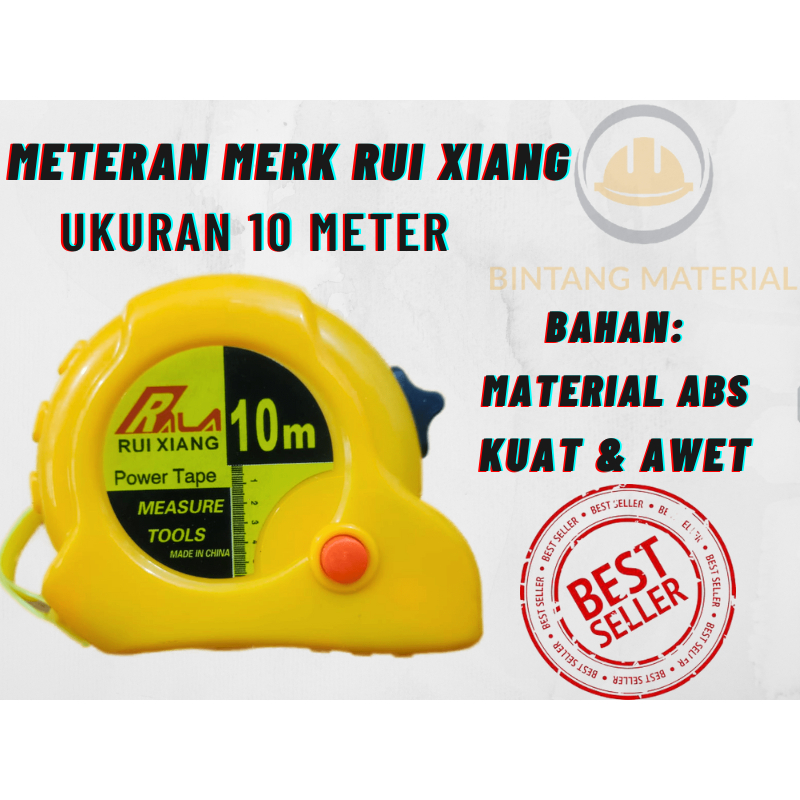 Jual meteran bangunan ukuran 10m merk ruixiang | Shopee Indonesia