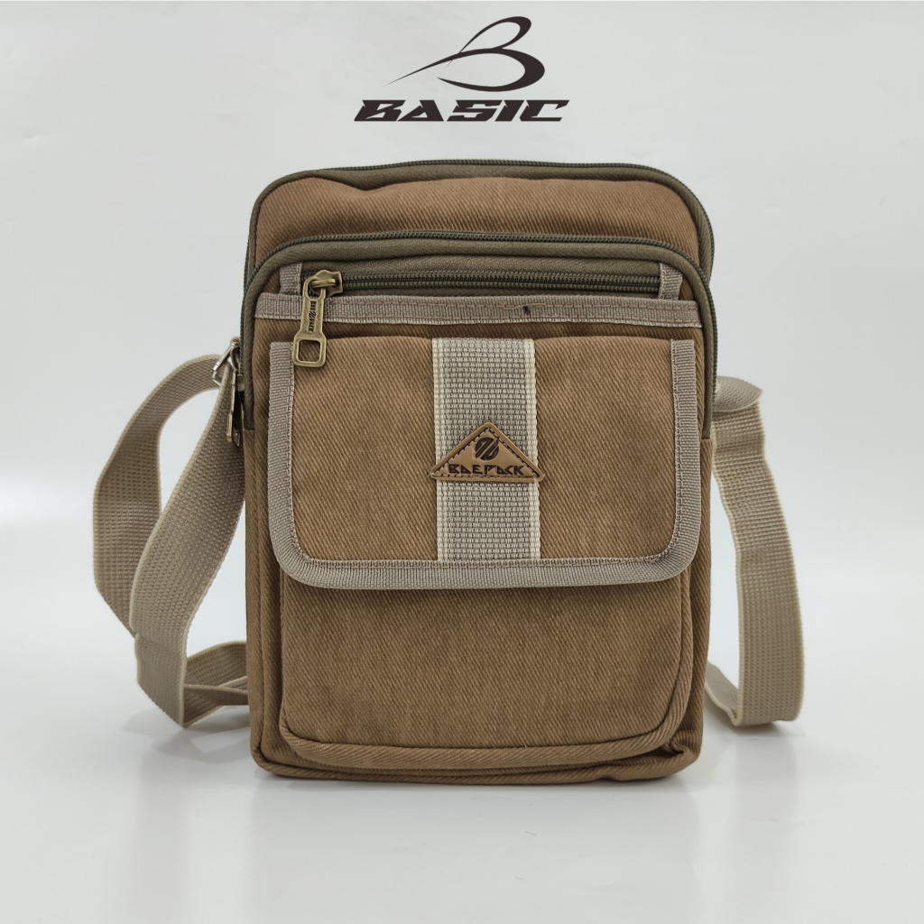 Jual Baepack Tas Selempang kanvas Cowok Alfie Coklat Muda Original Basicbag / Tas Bahu Canvas ...