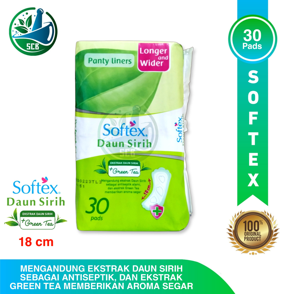 Jual Softex Pembalut Daun Sirih Pantyliner Green Tea Longer and Wider 30's | Shopee Indonesia