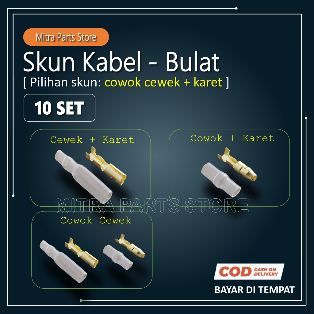 Jual Skun Kabel Motor BULAT Variasi Cowok Cewek + Karet Kondom 10 SET ...