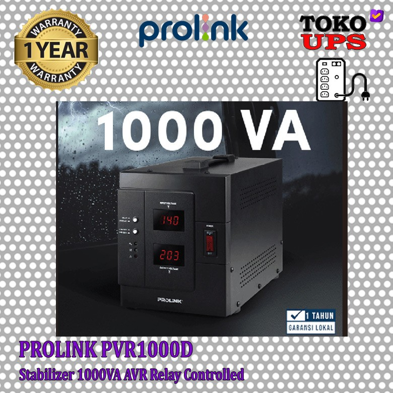 Jual Stabilizer Prolink PVR1000D PVR1000 1000VA AVR Relay Controlled ...