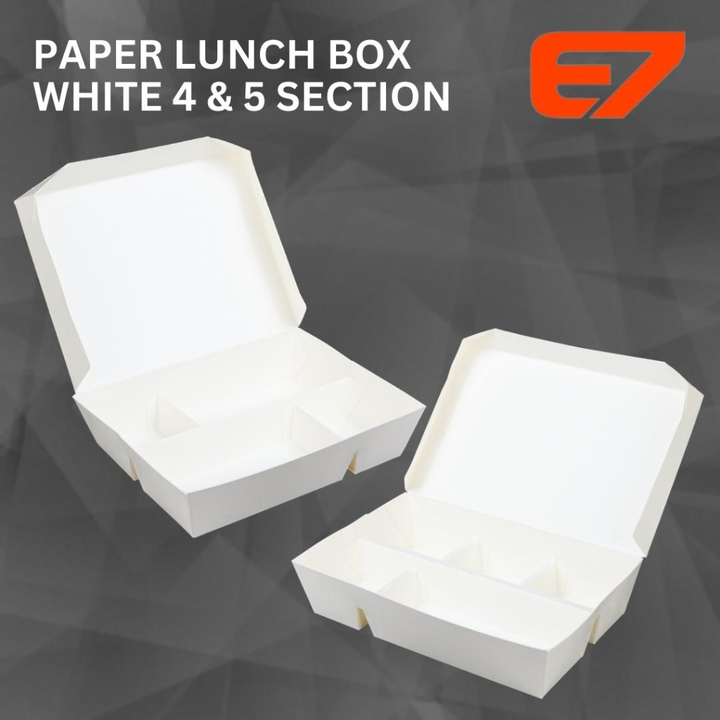 Jual Paper Lunch Box Putih Sekat 5 - Bento Box Kertas, Kotak Nasi, Take ...
