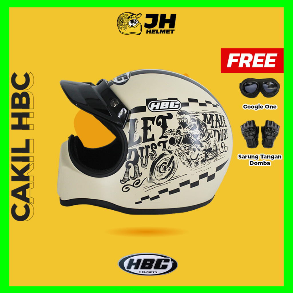 Jual Helm Cakil HBC Rust Dust Krem | Helm Retro | Full Face | Jual Helm ...