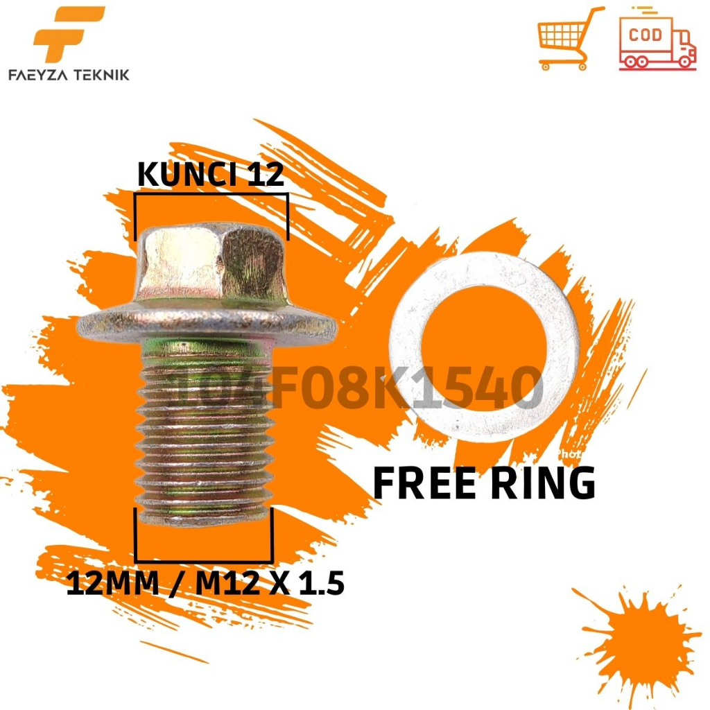 Jual M12x1.5 Baut Tutup Oli Motor Yamaha Baut 17 Kunci 12 Set Ring ...