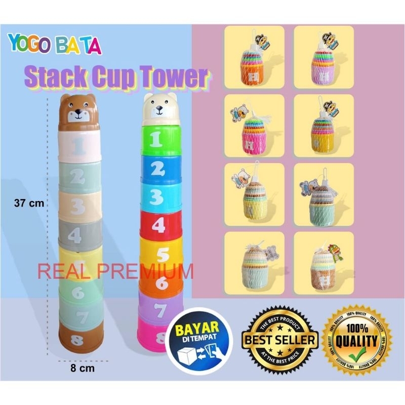 Jual Mainan Gelas Susun YE 6 Stack Cup Tower Ada huruf dan angka mainan ...