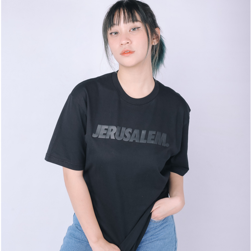 Jual WADEZIG! T-SHIRT - JERUSALEM BLACK ON BLACK | Shopee Indonesia