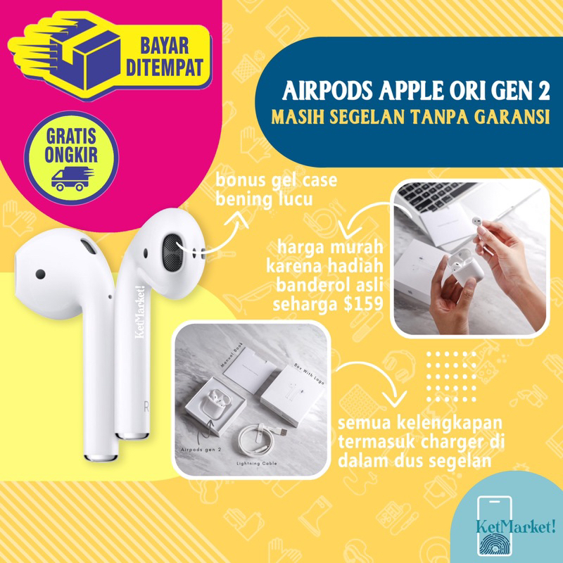 Jual AIR PODS GEN 2 - Earphone Generasi 2 i Phone i Pad Headset Mini ...