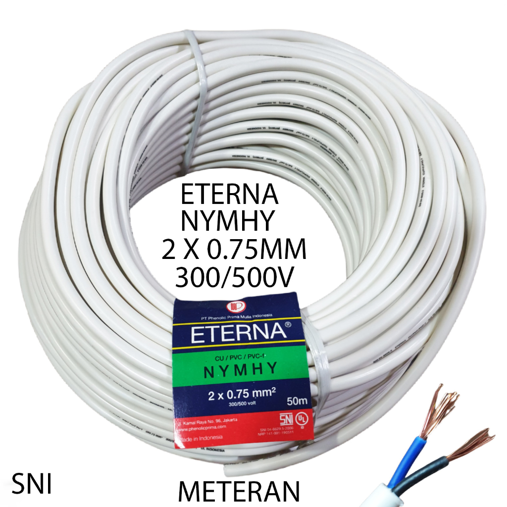 Jual Kabel Nymhy Serabut Eterna 2X0,75 SNI LMK Harga Meteran | Shopee Indonesia