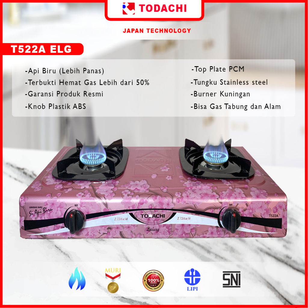 Jual Todachi Kompor Gas 2 Tungku T522A ELG Gas LPG Gas Alam | Shopee ...