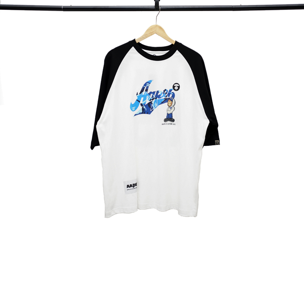 Jual AAPE BLUE FONT IN BLACK WHITE TEE | Shopee Indonesia
