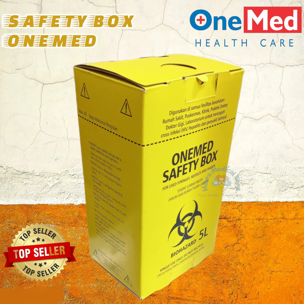 Jual Safety Box Onemed / Tempat Sampah Medis / Medical Waste 5L dan 12,5 L Onemed - Haura ...