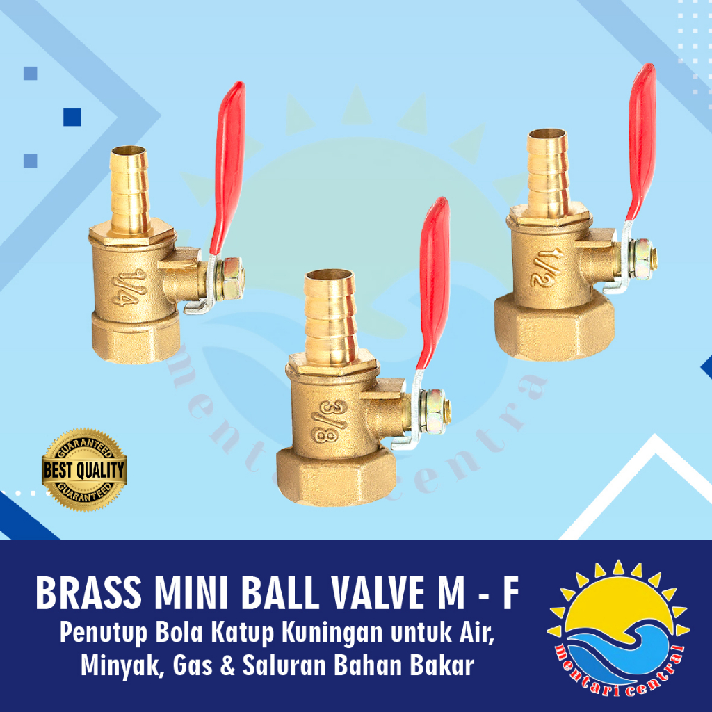 Jual STOP KRAN BALL VALVE MALE TO FEMALE 1/4" 1/2" 3/8" 1/8" M-F (KODE ...