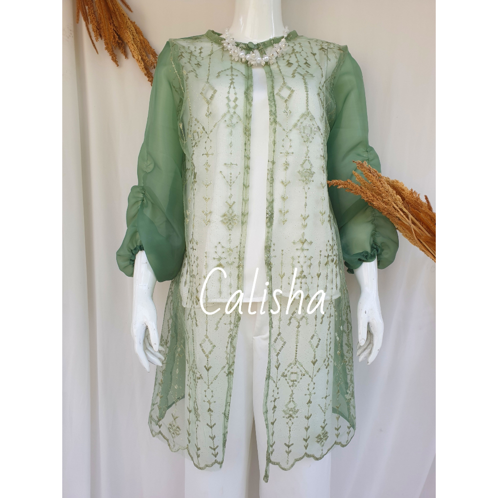Jual Ethnic Outer by Calisha Outer Wanita Outer Organza Outer Cardigan ...