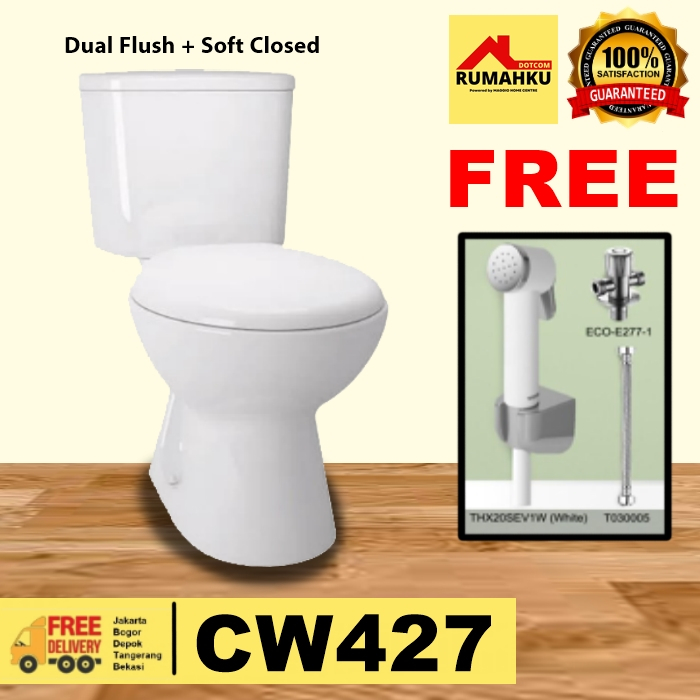 Jual KLOSET DUDUK TOTO SET KOMPLIT - KLOSET TOTO DUAL FLUSH - CW427 SET ...