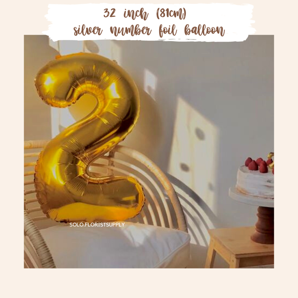 Jual 32INCH GOLD COLOR NUMBER FOIL BALLOON Balon Angka Jumbo 80cm PUTIH ...