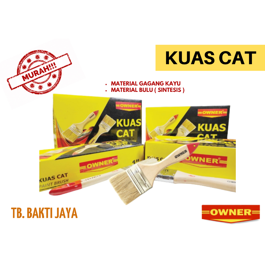 Jual Kuas Cat Tembok Murah Halus gagang kayu Synthesis OWNER | Shopee ...