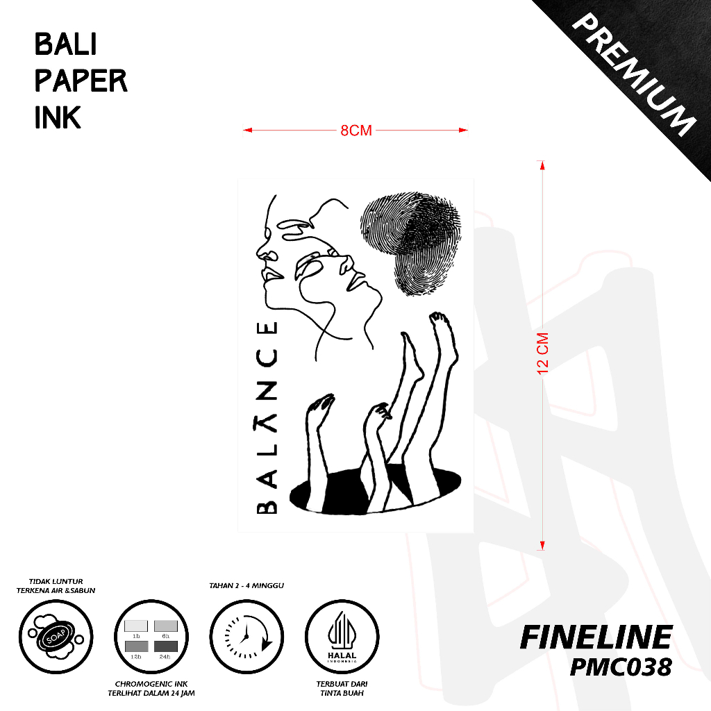 Jual PMC038 Fineline Set Tatto Temporer Premium Fruit Ink Bali Paper ...
