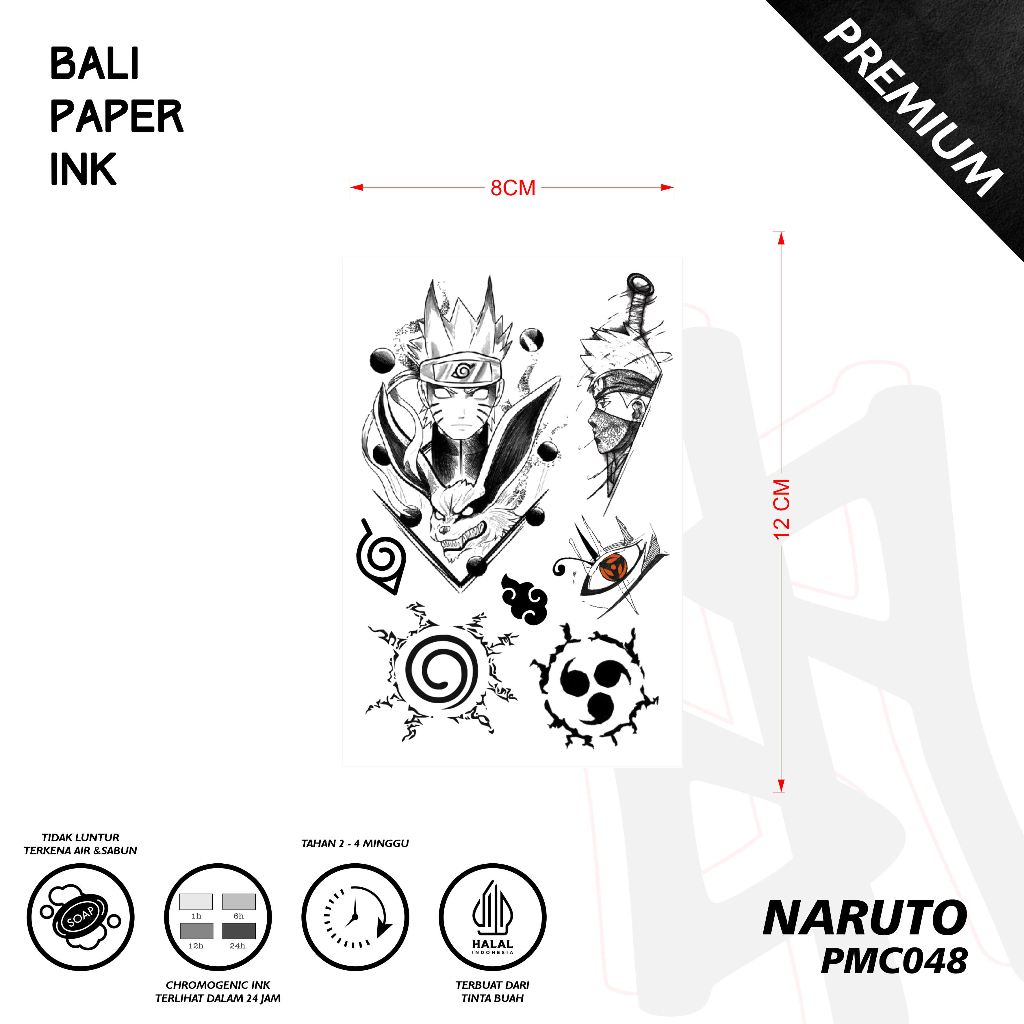 Jual PMC048 Naruto Set Tatto Temporer Premium Fruit Ink Bali Paper Ink ...