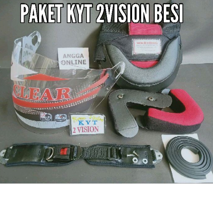 Jual PAKET KYT 2 VISION BESI, KYT 2VISION, KACA HELM, BUSA HELM, LIS KARET, TALI HELM + PAKU ...