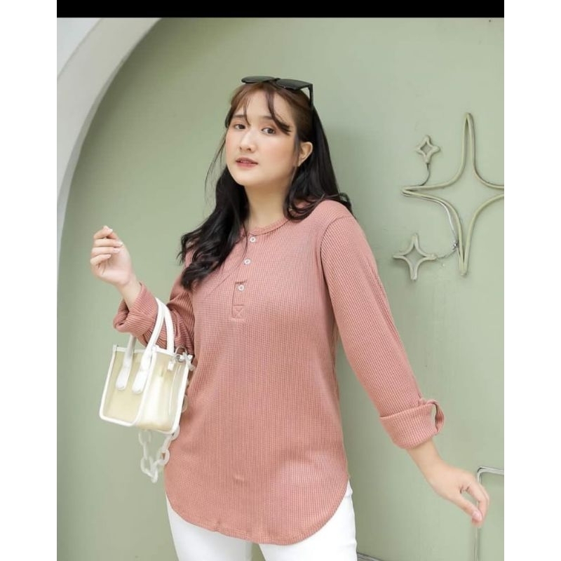 Jual Kaos Polos Model Kancing / Kaos polos Lengan panjang / Kaos wafer ...