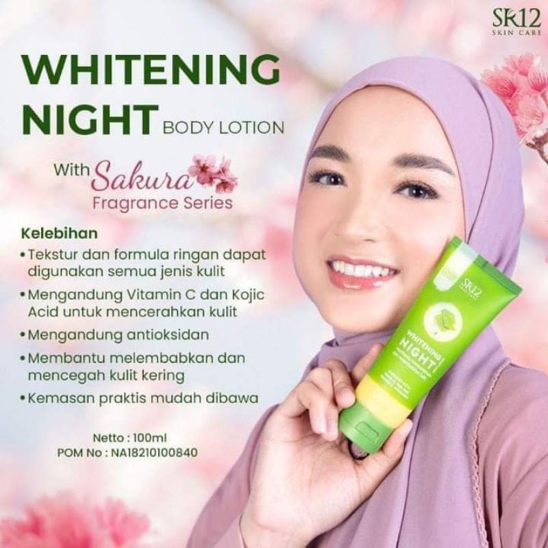 Jual Whitening Night BODY LOTION with Sakura fragrance/lotion putih ...