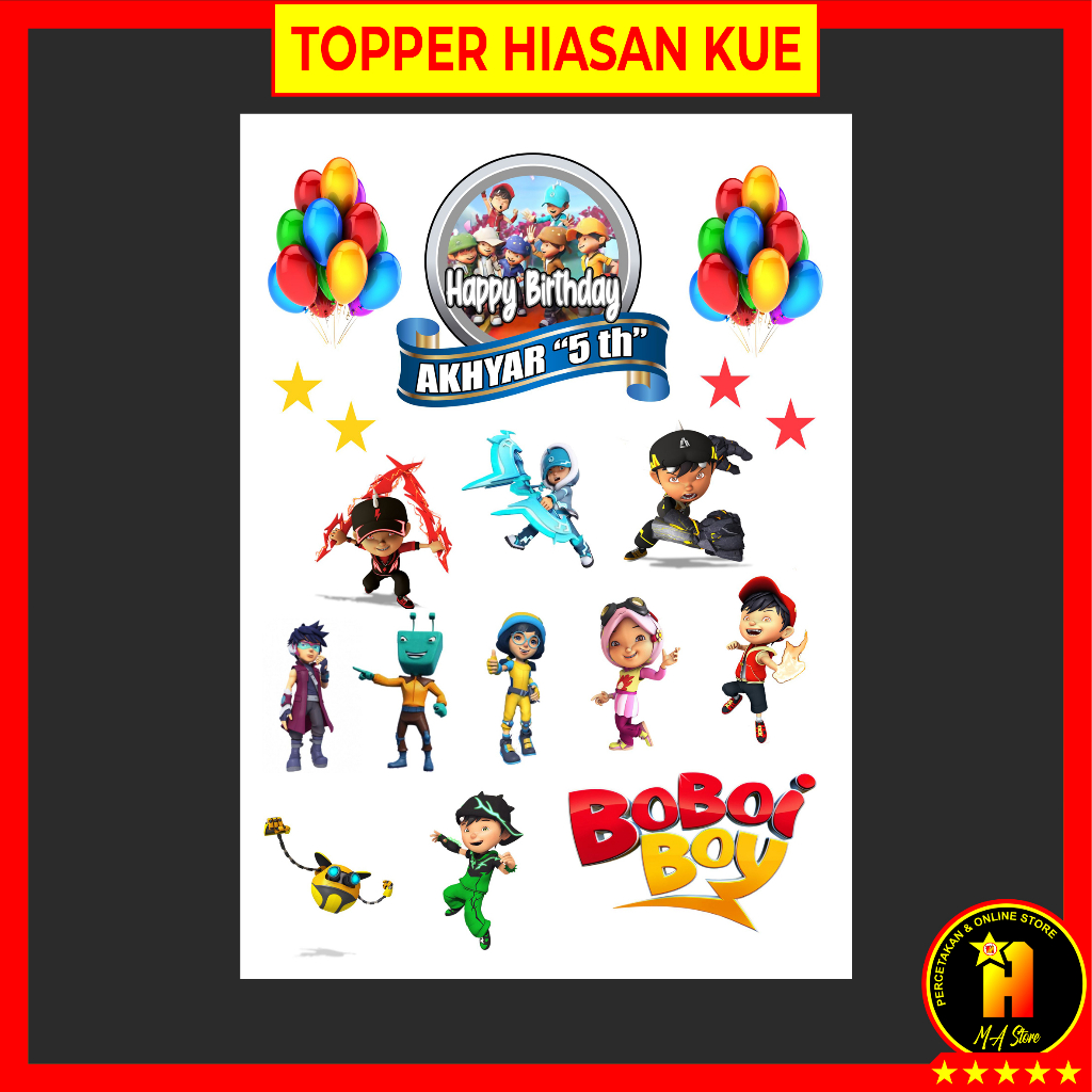 Jual Topper Karakter Boboiboy Hiasan Kue Cake Ulang tahun Acara Pesta ...
