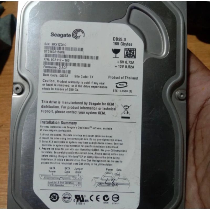 Jual hardisk ps2 160gb sata internal - hardisk internal PS2 160 GB ...