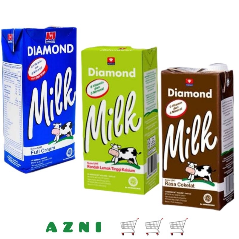 Jual DIAMOND UHT Milk 1 Liter - Full Cream/ Coklat/ Rendah Lemak/ All ...