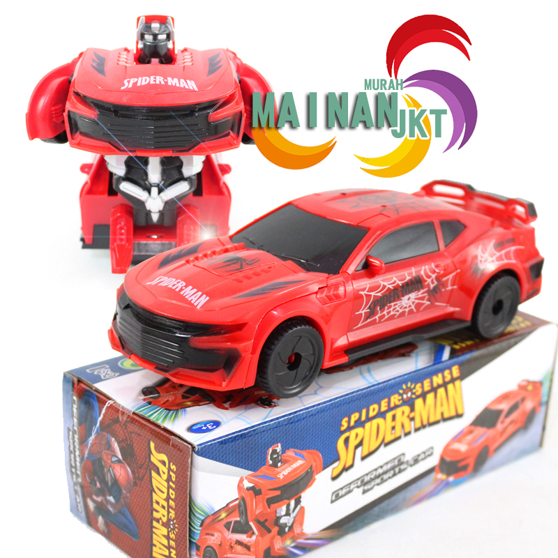 Jual MAINAN ANAK MURAH MOBIL JADI ROBOT 3304-2 SPIDERMAN DEFORMEND ...