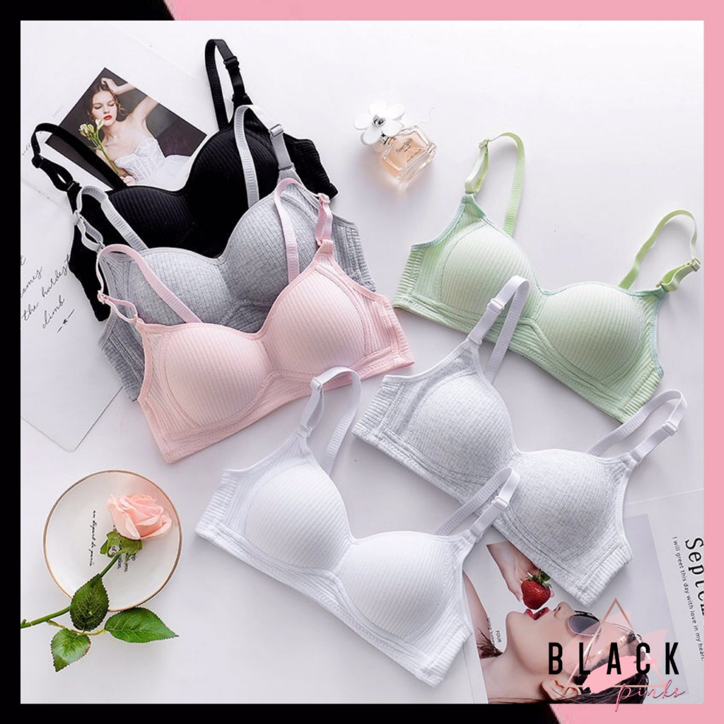 Jual Blackpink BH Motif Garis Lurus Tanpa Kawat Bra Wanita Push Up ...