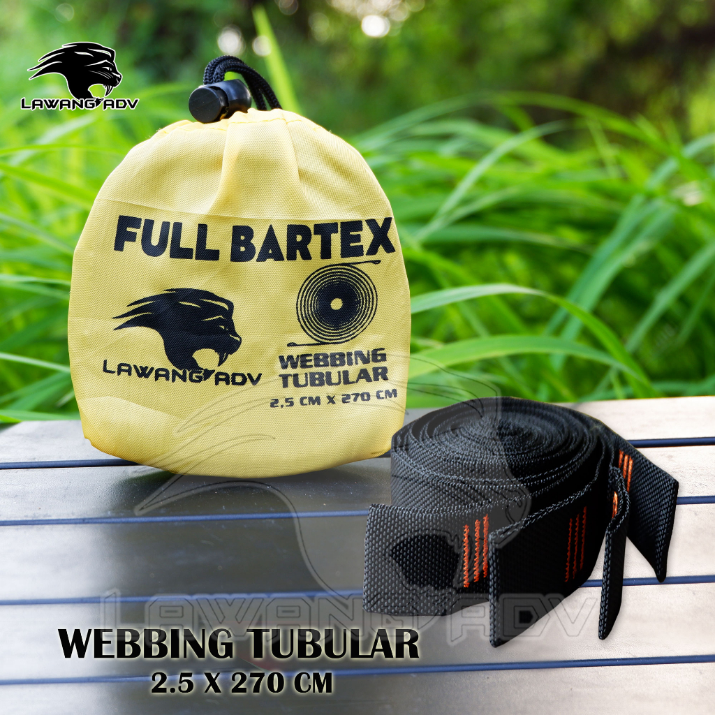 Jual tali webbing hammock tubular 270 x 2.5 cm webbing tubular full bartex | Shopee Indonesia