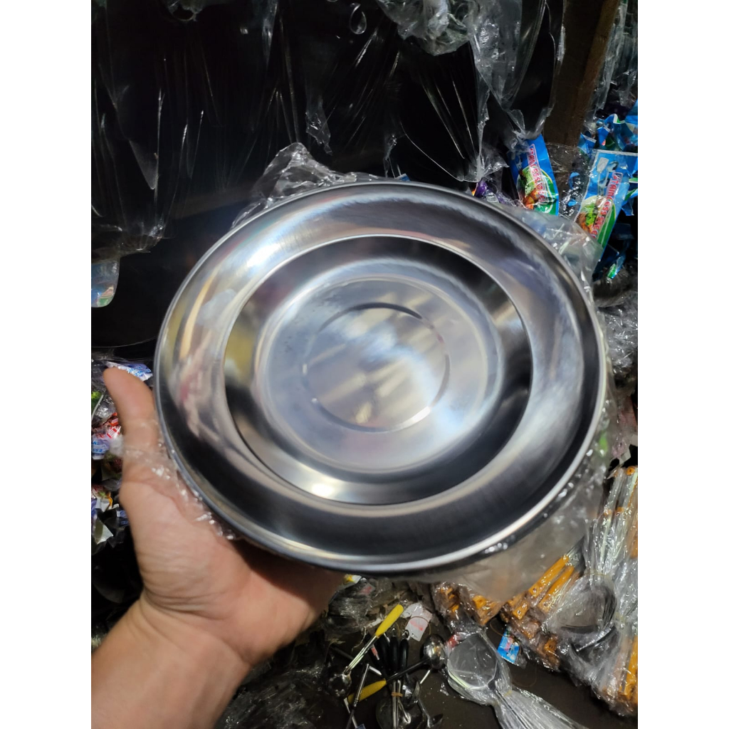 Jual Piring stainless polos 22cm | Shopee Indonesia