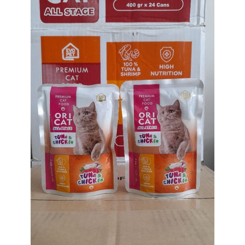 Jual Ori Cat Sachet 80G Tuna Chicken - Paket 12 Sachet Makanan Basah ...