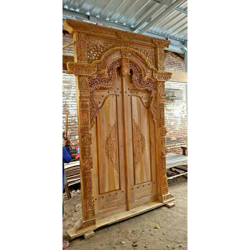 Jual pintu gebyok ukir jati jepara ukuran 180cm | Shopee Indonesia
