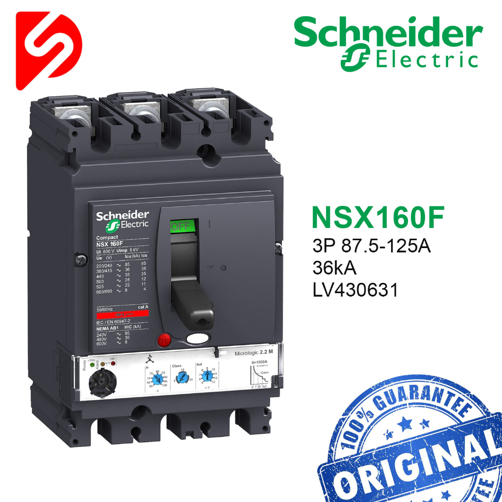 Jual MCCB NSX160F 3P 125A 36kA LV430631 TM125D 87.5-125A Schneider | Shopee Indonesia
