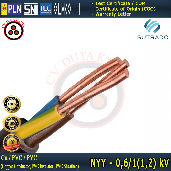 Jual Kabel NYY 3x4 mm2 SUTRADO /3 x 4 mm2/3x4mm2/3x4 mm/3x4mm/3 x 4 mm ...