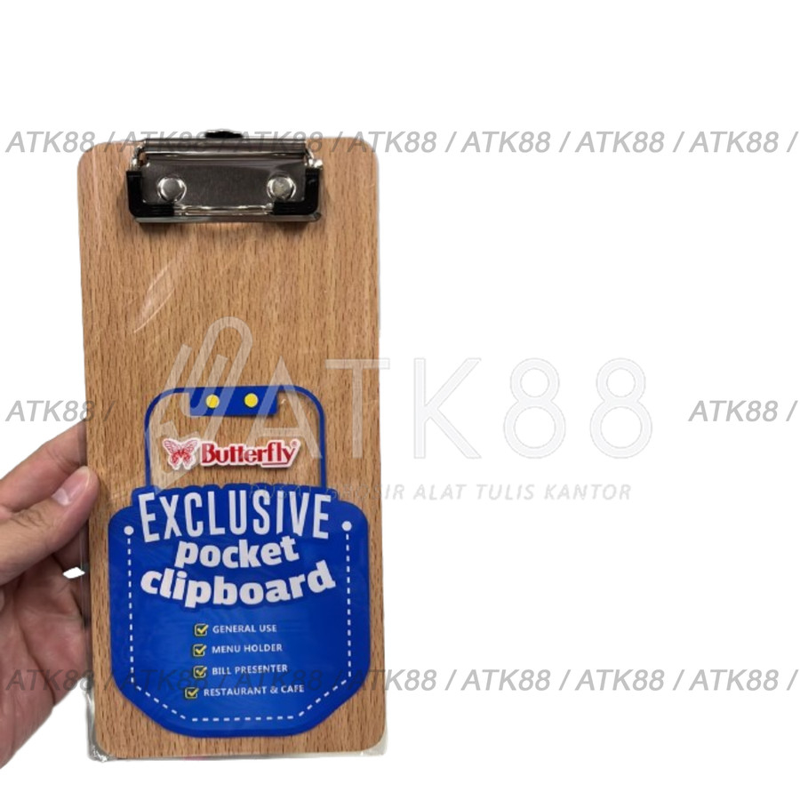 Jual Papan Kayu Clipboard Butterfly Pocket / Menu / Bill / Clip Board ...