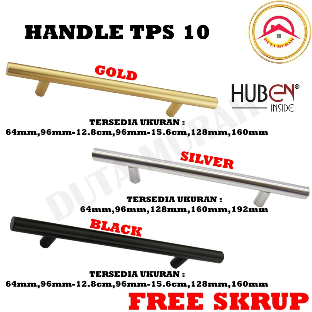 Jual Handel TPS 10 Solid Handle Lemari / Laci 128 mm / 96 mm / 64 mm ...