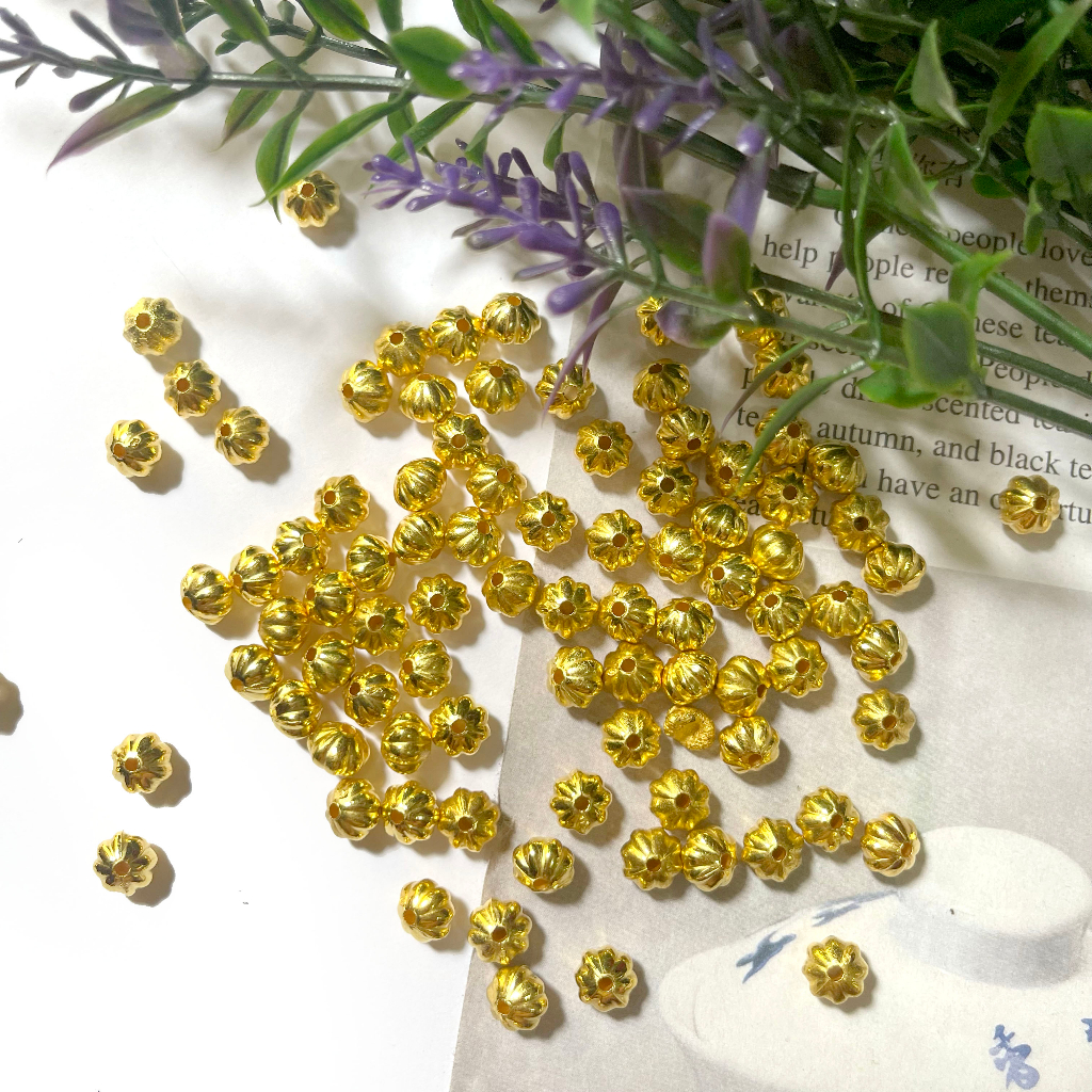 Jual 10 gr Manik-manik Mote Charm CCB Metalik - ROUND PUMPKIN GOLD ...