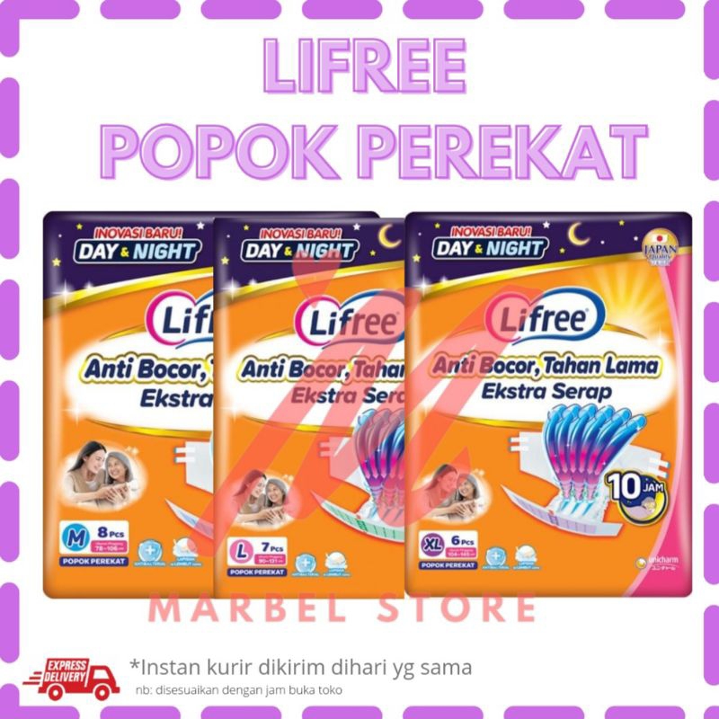 Jual LIFREE POPOK DIAPERS DEWASA TIPE PEREKAT M9 L8 XL7 | Shopee Indonesia