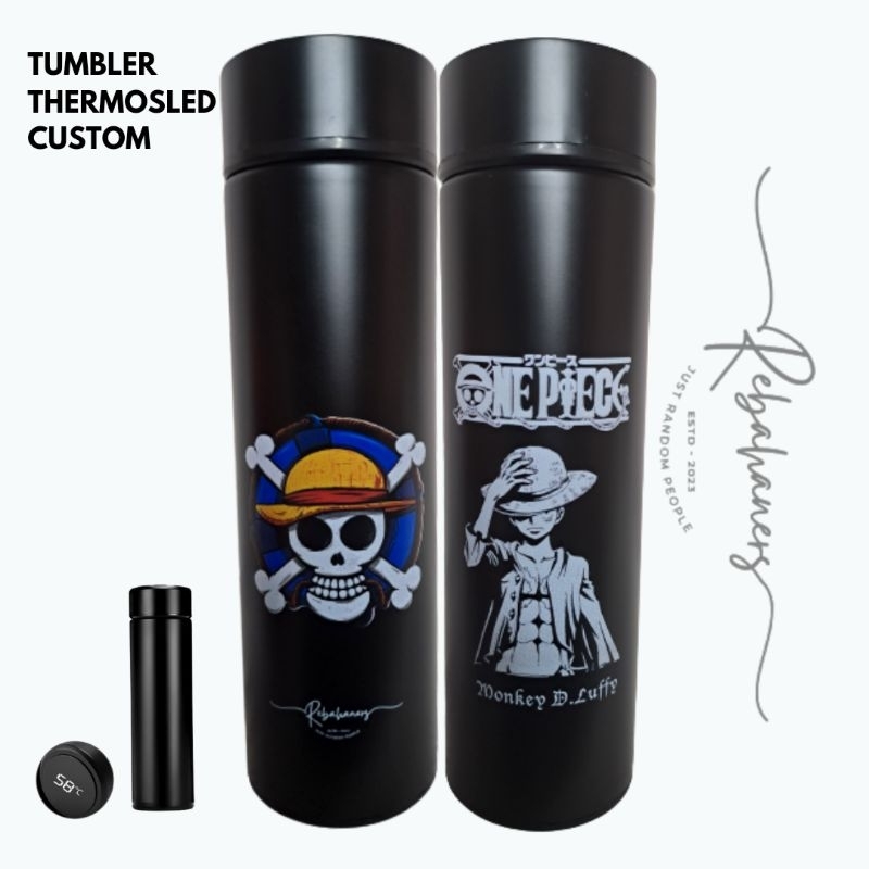 Jual Smart Led Tumbler Thermos hitam polos | custom Anime OP Monkey D ...